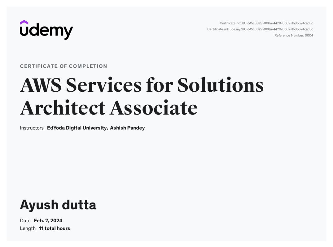 Ayush Dutta on LinkedIn: Udemy Course Completion Certificate Ayush Dutta on LinkedIn: Udemy Course Completion Certificate