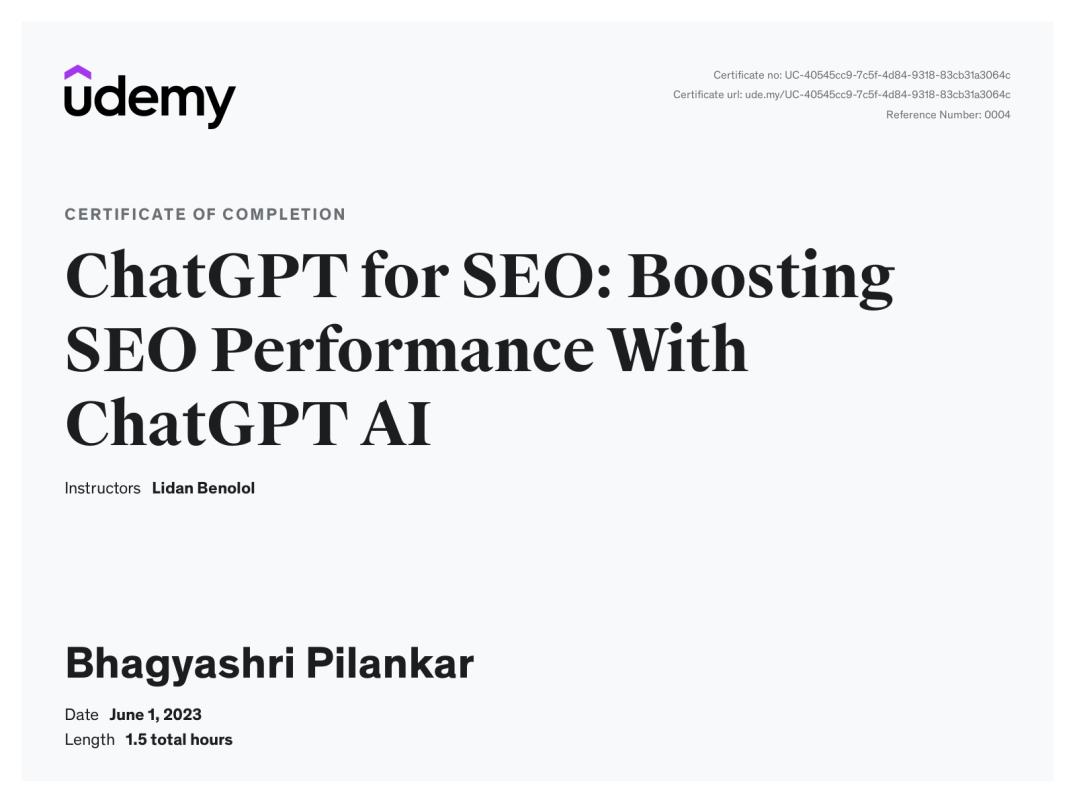 Bhagyashri Raut on LinkedIn: Udemy Course Completion Certificate Bhagyashri Raut on LinkedIn: Udemy Course Completion Certificate