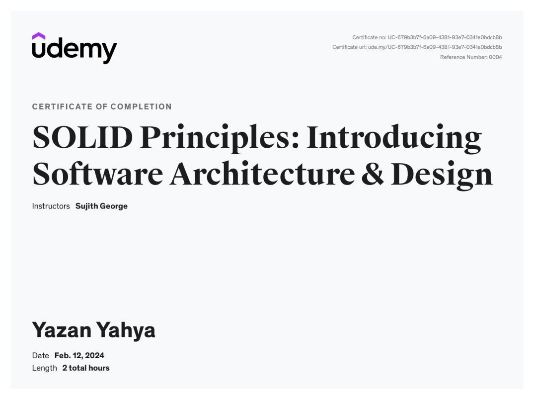 Yazan Yahya on LinkedIn: Udemy Course Completion Certificate Yazan Yahya on LinkedIn: Udemy Course Completion Certificate