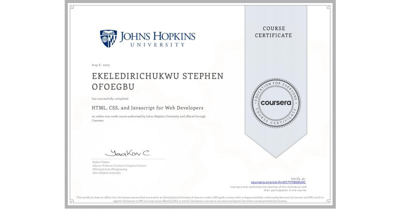 Stephen Ofoegbu on LinkedIn: Completion Certificate for HTML, CSS, and ... Stephen Ofoegbu on LinkedIn: Completion Certificate for HTML, CSS, and ...