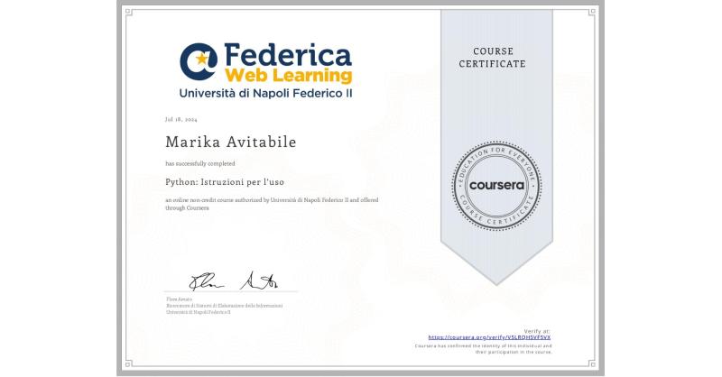 Marika Avitabile on LinkedIn: Completion Certificate for Python ... Marika Avitabile on LinkedIn: Completion Certificate for Python ...