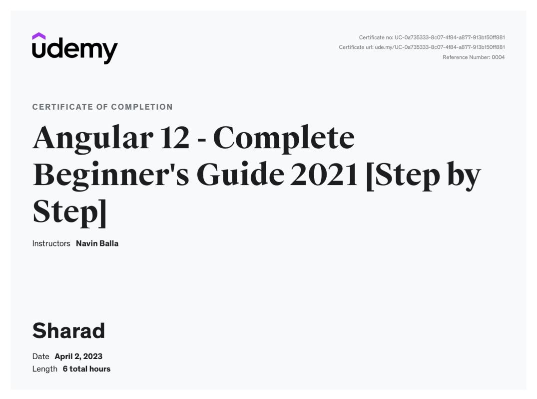 Sharad Singh on LinkedIn: Udemy Course Completion Certificate Sharad Singh on LinkedIn: Udemy Course Completion Certificate