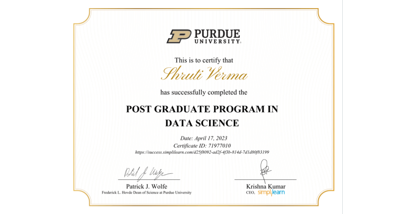 Shruti Verma on LinkedIn: POST GRADUATE PROGRAM IN DATA SCIENCE ... Shruti Verma on LinkedIn: POST GRADUATE PROGRAM IN DATA SCIENCE ...