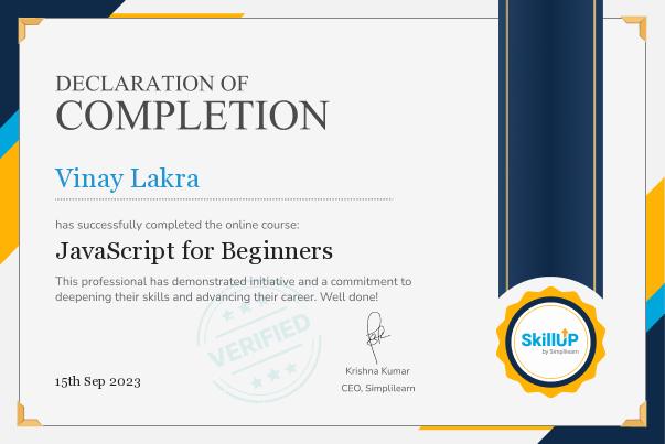 Vinay Lakra on LinkedIn: Vinay Lakra has successfully completed the ... Vinay Lakra on LinkedIn: Vinay Lakra has successfully completed the ...
