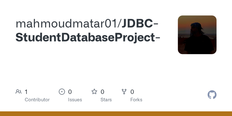 Mahmoud Matar on LinkedIn: GitHub - mahmoudmatar01/JDBC ... Mahmoud Matar on LinkedIn: GitHub - mahmoudmatar01/JDBC ...
