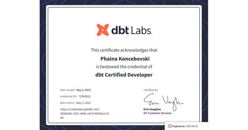 Phaina Koncebovski on LinkedIn: dbt Developer • Phaina Koncebovski ... Phaina Koncebovski on LinkedIn: dbt Developer • Phaina Koncebovski ...