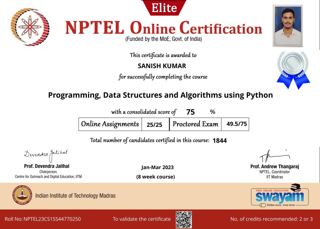 Sanish Kumar on LinkedIn: #datastructures #algorithms #python #nptel # ... Sanish Kumar on LinkedIn: #datastructures #algorithms #python #nptel # ...
