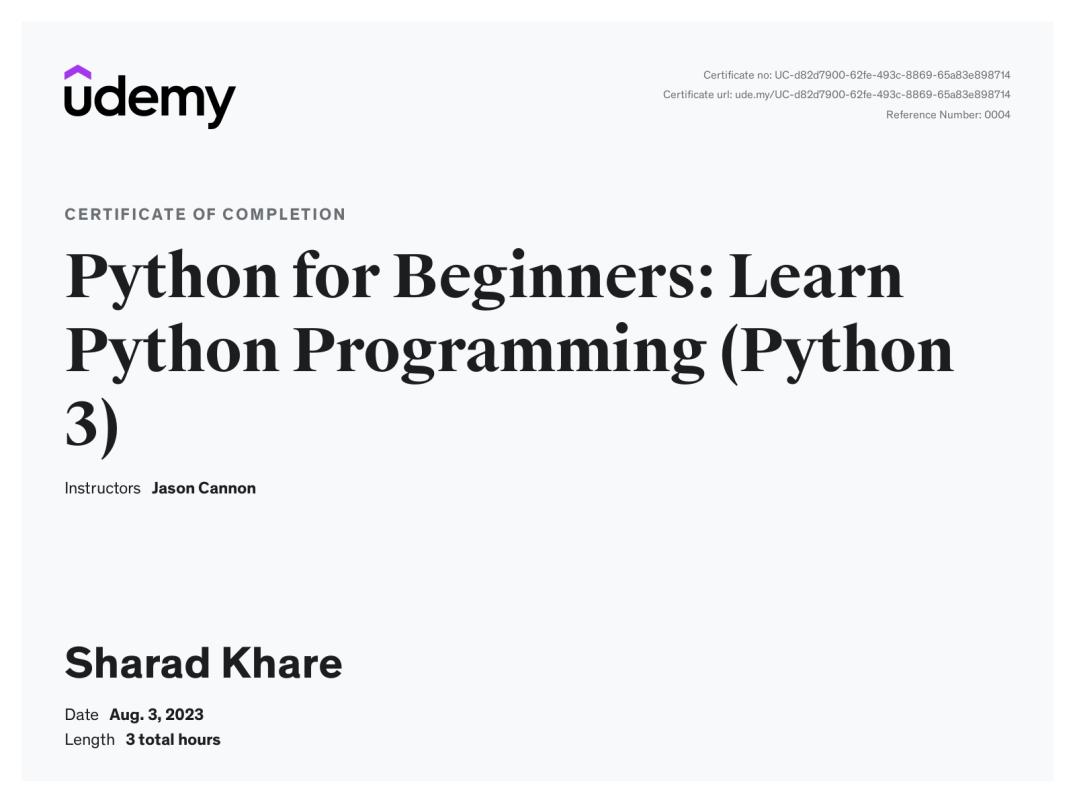 Sharad Khare on LinkedIn: Udemy Course Completion Certificate Sharad Khare on LinkedIn: Udemy Course Completion Certificate