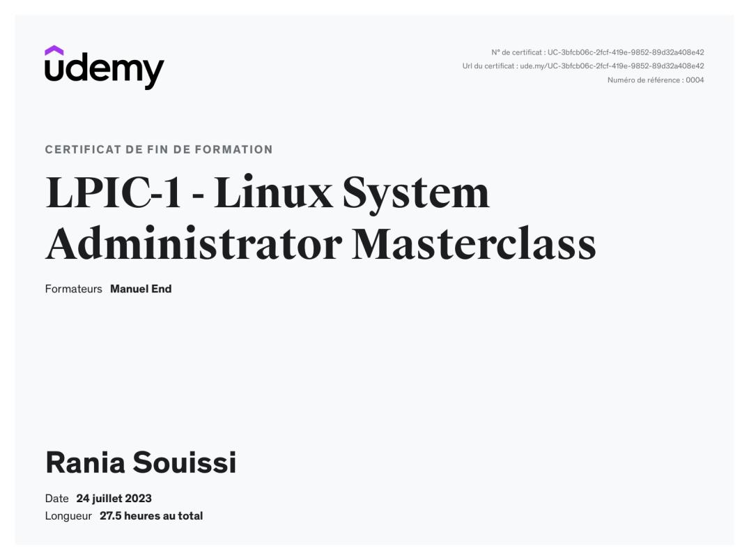 Rania SOUISSI on LinkedIn: Udemy Course Completion Certificate Rania SOUISSI on LinkedIn: Udemy Course Completion Certificate