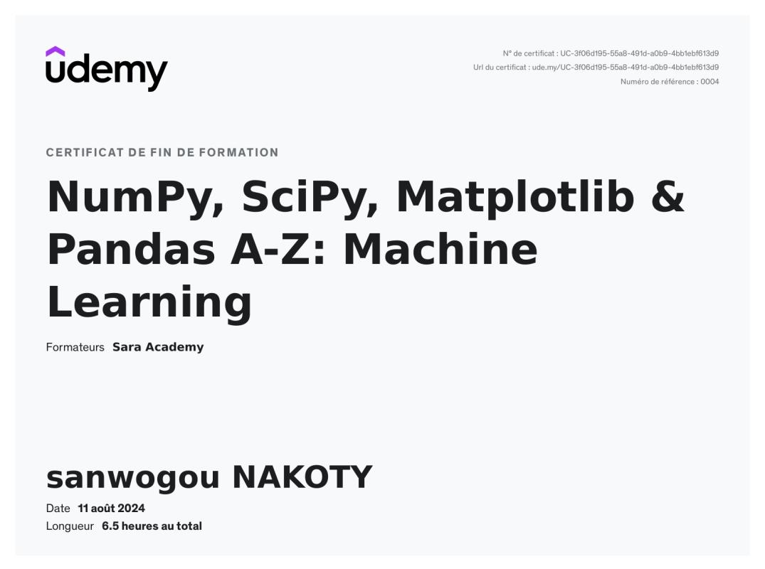 Sanwogou NAKOTY on LinkedIn: #udemy #numpy #scipy #matplotlib #pandas # ... Sanwogou NAKOTY on LinkedIn: #udemy #numpy #scipy #matplotlib #pandas # ...