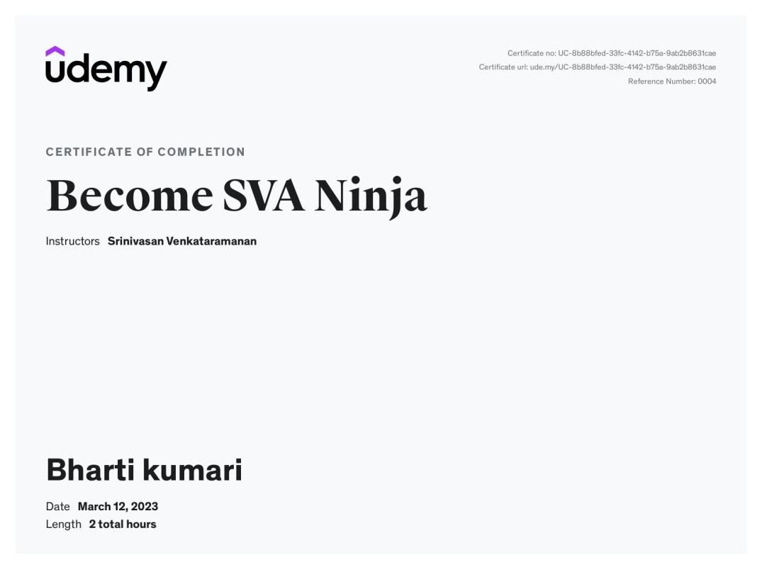 Bharti Kumari on LinkedIn: Udemy Course Completion Certificate Bharti Kumari on LinkedIn: Udemy Course Completion Certificate