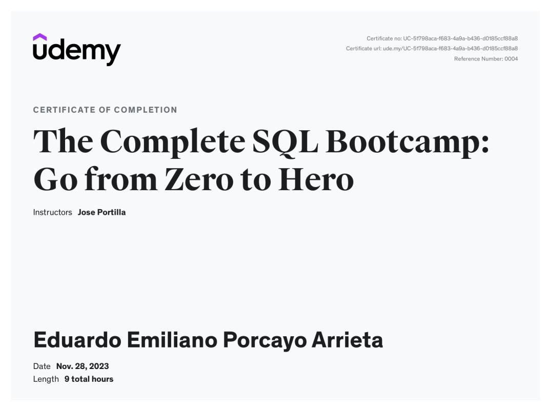 Eduardo Emiliano Porcayo Arrieta on LinkedIn: Udemy Course Completion ... Eduardo Emiliano Porcayo Arrieta on LinkedIn: Udemy Course Completion ...
