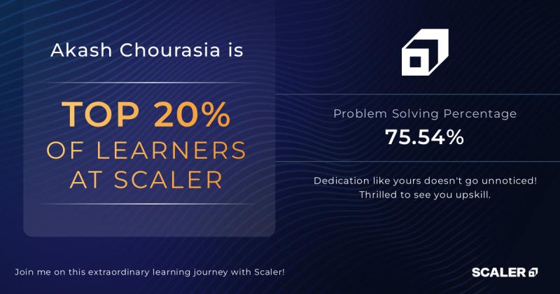 Akash Chourasia on LinkedIn: Scaler Rockstar Akash Chourasia on LinkedIn: Scaler Rockstar