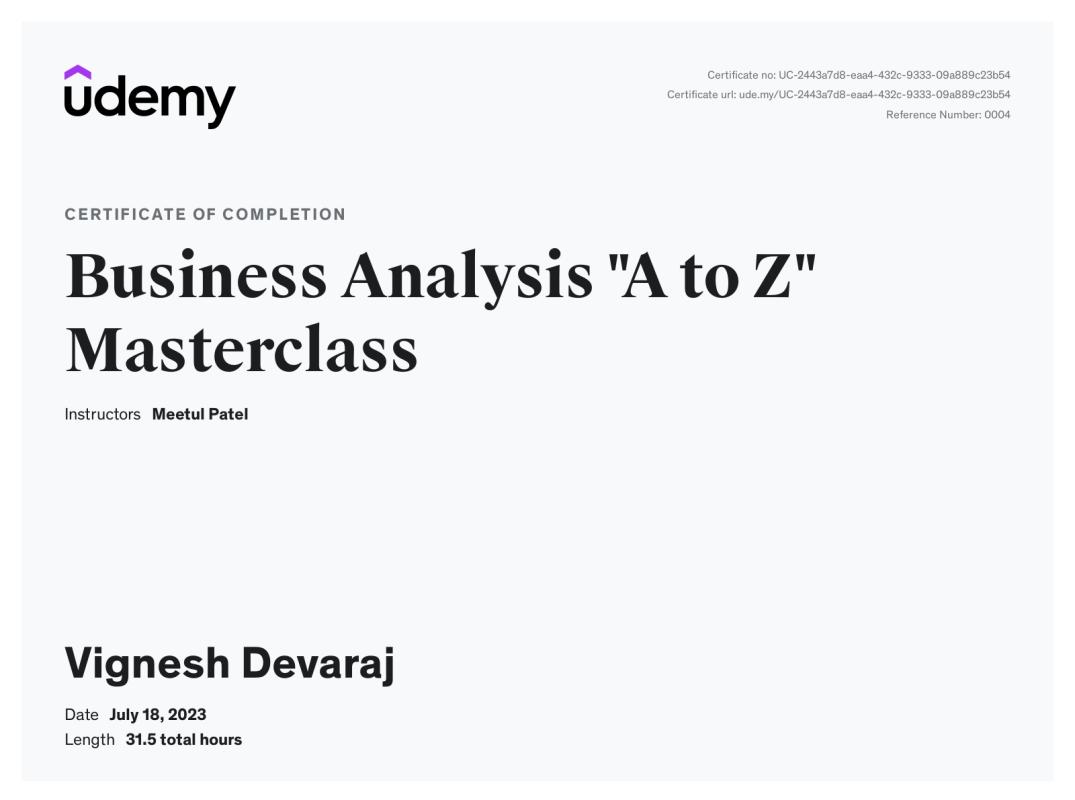 Vignesh Devaraj on LinkedIn: Udemy Course Completion Certificate Vignesh Devaraj on LinkedIn: Udemy Course Completion Certificate