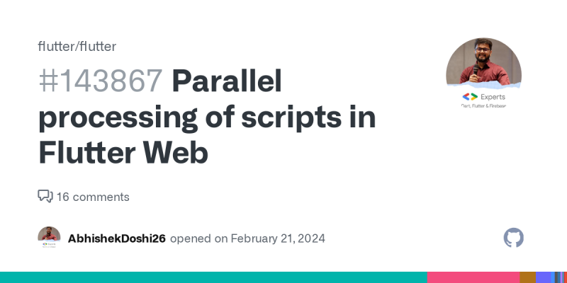 Abhishek Doshi on LinkedIn: Parallel processing of scripts in Flutter ... Abhishek Doshi on LinkedIn: Parallel processing of scripts in Flutter ...