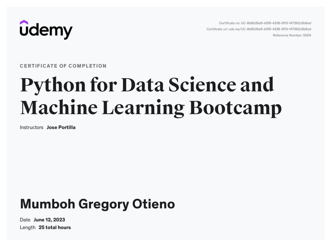 MUMBOH GREGORY on LinkedIn: Udemy Course Completion Certificate MUMBOH GREGORY on LinkedIn: Udemy Course Completion Certificate