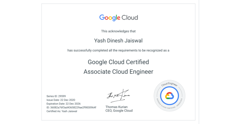 Yash Jaiswal on LinkedIn: Associate Cloud Engineer • Yash Jaiswal ... Yash Jaiswal on LinkedIn: Associate Cloud Engineer • Yash Jaiswal ...