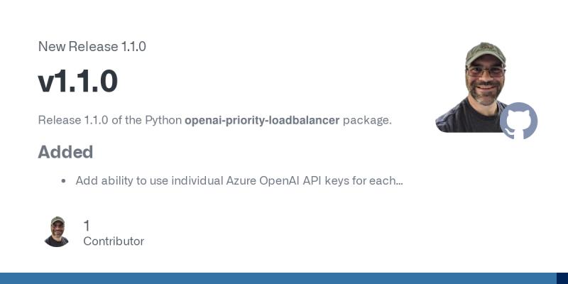 Simon Kurtz on LinkedIn: Release v1.1.0 · simonkurtz-MSFT/python-openai ... Simon Kurtz on LinkedIn: Release v1.1.0 · simonkurtz-MSFT/python-openai ...