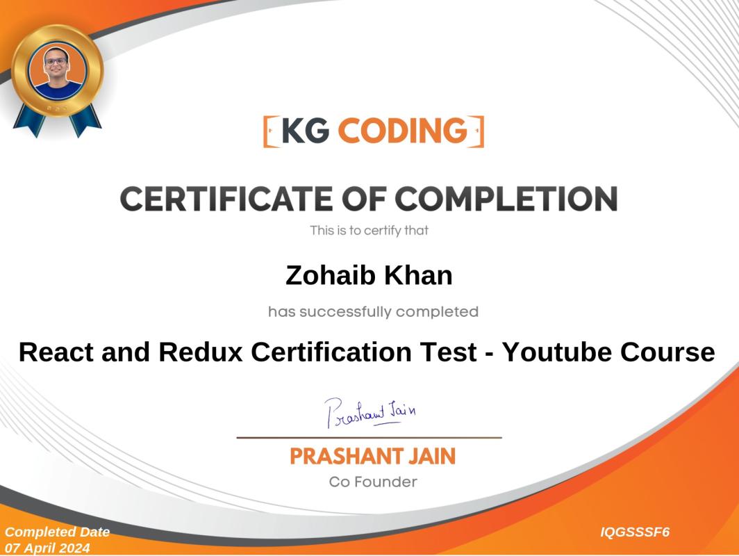 ZOHAIB KHAN on LinkedIn: I have completed the react and redux course. ZOHAIB KHAN on LinkedIn: I have completed the react and redux course.