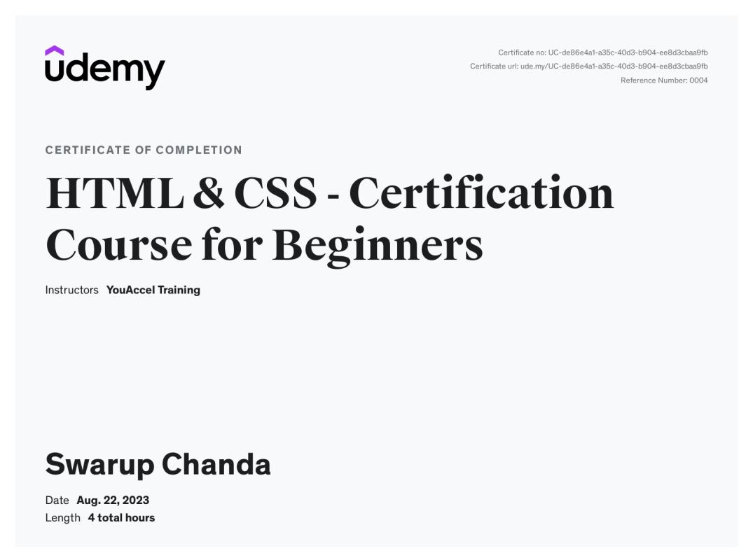 Swarup Chanda on LinkedIn: Udemy Course Completion Certificate Swarup Chanda on LinkedIn: Udemy Course Completion Certificate
