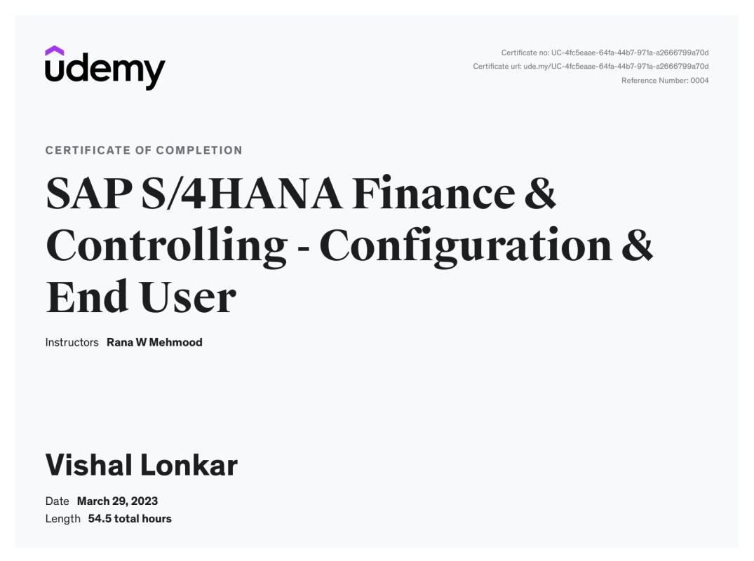 Mr. Vishal Lonkar on LinkedIn: Udemy Course Completion Certificate Mr. Vishal Lonkar on LinkedIn: Udemy Course Completion Certificate