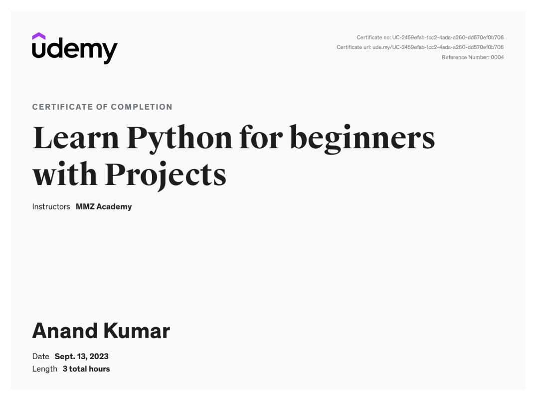 Anand Kumar on LinkedIn: Udemy Course Completion Certificate Anand Kumar on LinkedIn: Udemy Course Completion Certificate