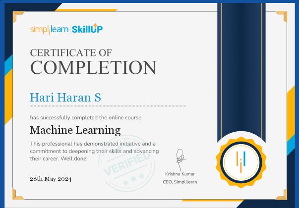 Hari Haran S on LinkedIn: Hari Haran S has successfully completed the ... Hari Haran S on LinkedIn: Hari Haran S has successfully completed the ...