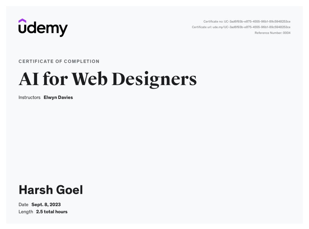 Harsh Goel on LinkedIn: Udemy Course Completion Certificate Harsh Goel on LinkedIn: Udemy Course Completion Certificate