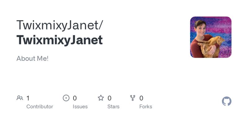 Janet Webster, CSM on LinkedIn: GitHub - TwixmixyJanet/TwixmixyJanet ... Janet Webster, CSM on LinkedIn: GitHub - TwixmixyJanet/TwixmixyJanet ...