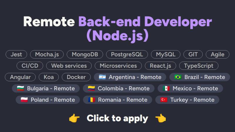 RemoteYeah on LinkedIn: Remote Back-end Developer (Node.js) RemoteYeah on LinkedIn: Remote Back-end Developer (Node.js)