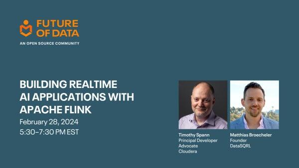 Tim Spann 🥑 on LinkedIn: Building Realtime AI Applications with Apache ... Tim Spann 🥑 on LinkedIn: Building Realtime AI Applications with Apache ...