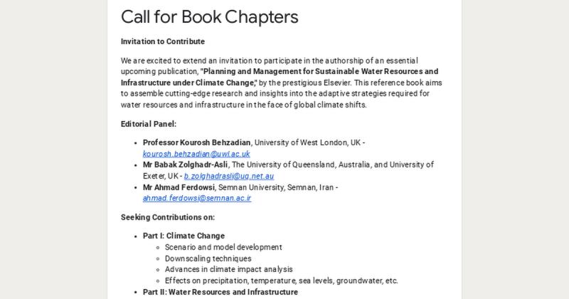 Babak Zolghadr-Asli on LinkedIn: Call for Book Chapters Babak Zolghadr-Asli on LinkedIn: Call for Book Chapters