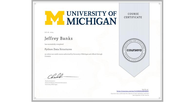 Jeffrey Banks on LinkedIn: Completion Certificate for Python Data ... Jeffrey Banks on LinkedIn: Completion Certificate for Python Data ...