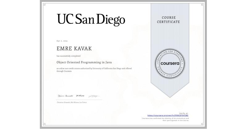 Emre Kavak on LinkedIn: Completion Certificate for Object Oriented ... Emre Kavak on LinkedIn: Completion Certificate for Object Oriented ...