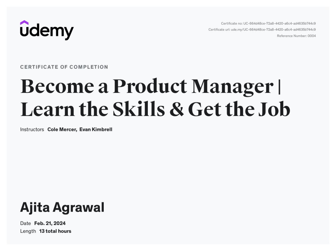 Ajita Agrawal on LinkedIn: Udemy Course Completion Certificate Ajita Agrawal on LinkedIn: Udemy Course Completion Certificate