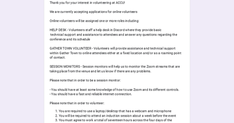ACCU Conference on LinkedIn: ACCU Volunteer Application Form ACCU Conference on LinkedIn: ACCU Volunteer Application Form