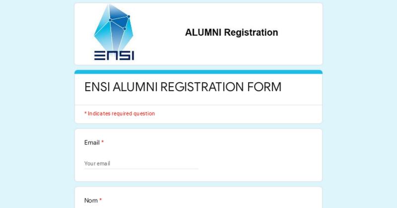 Inaam ben chhida on LinkedIn: ENSI ALUMNI REGISTRATION FORM Inaam ben chhida on LinkedIn: ENSI ALUMNI REGISTRATION FORM