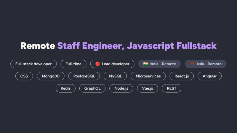 RemoteYeah on LinkedIn: Remote Staff Engineer, Javascript Fullstack RemoteYeah on LinkedIn: Remote Staff Engineer, Javascript Fullstack