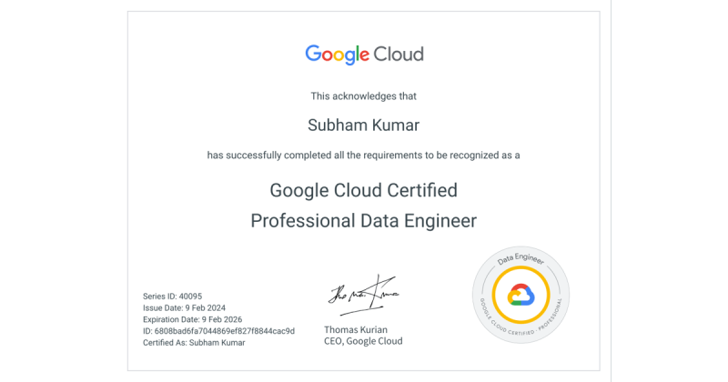 Subham Kumar on LinkedIn: Professional Data Engineer • Subham Kumar ... Subham Kumar on LinkedIn: Professional Data Engineer • Subham Kumar ...