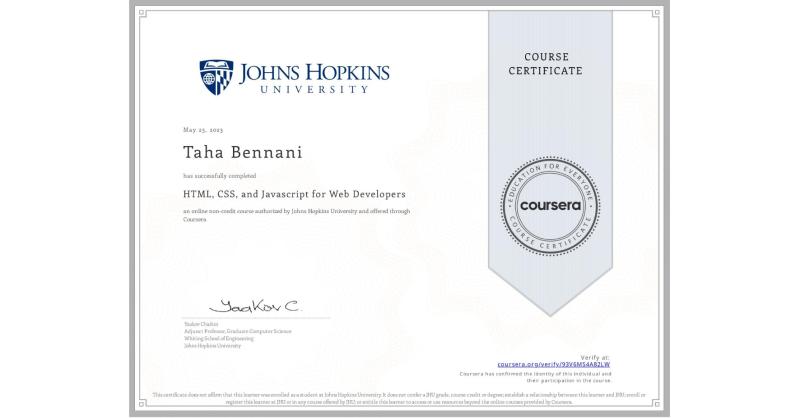 taha bennani on LinkedIn: Completion Certificate for HTML, CSS, and ... taha bennani on LinkedIn: Completion Certificate for HTML, CSS, and ...