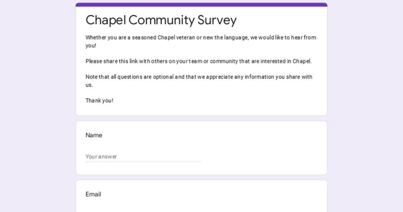Chapel Programming Language on LinkedIn: Chapel Community Survey Chapel Programming Language on LinkedIn: Chapel Community Survey