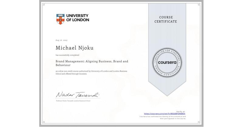 Michael Njoku on LinkedIn: Completion Certificate for Brand Management ... Michael Njoku on LinkedIn: Completion Certificate for Brand Management ...