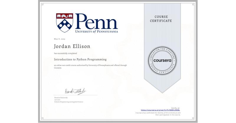 Jordan Ellison على LinkedIn: Completion Certificate for Introduction to ... Jordan Ellison على LinkedIn: Completion Certificate for Introduction to ...
