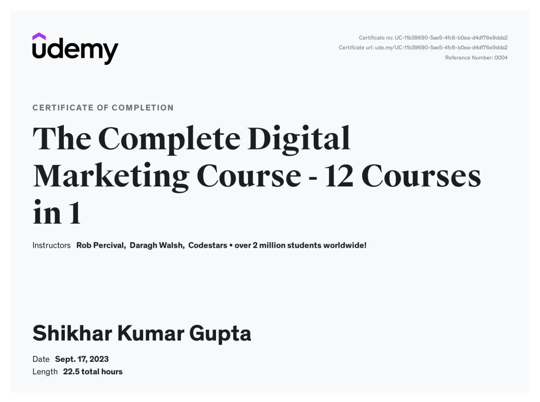 Shikhar Kumar Gupta on LinkedIn: Udemy Course Completion Certificate Shikhar Kumar Gupta on LinkedIn: Udemy Course Completion Certificate