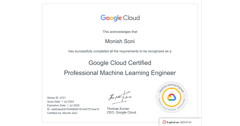 Monish Soni on LinkedIn: Professional Machine Learning Engineer ... Monish Soni on LinkedIn: Professional Machine Learning Engineer ...