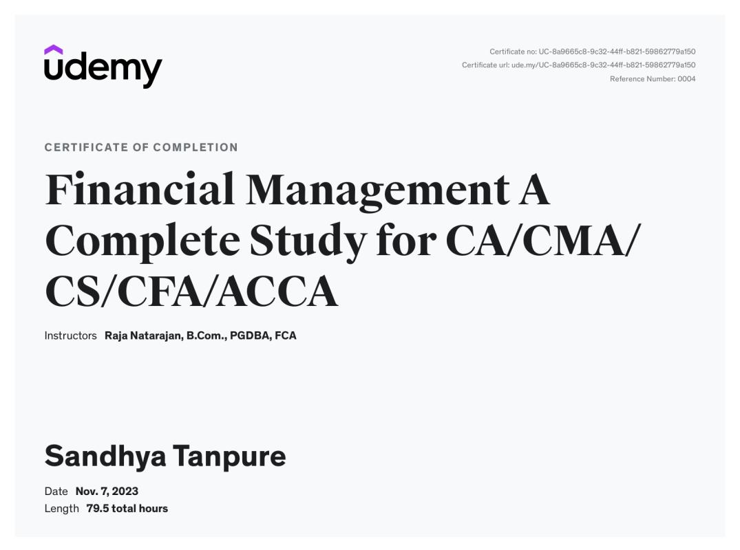 Sandhya Tanpure on LinkedIn: Udemy Course Completion Certificate Sandhya Tanpure on LinkedIn: Udemy Course Completion Certificate