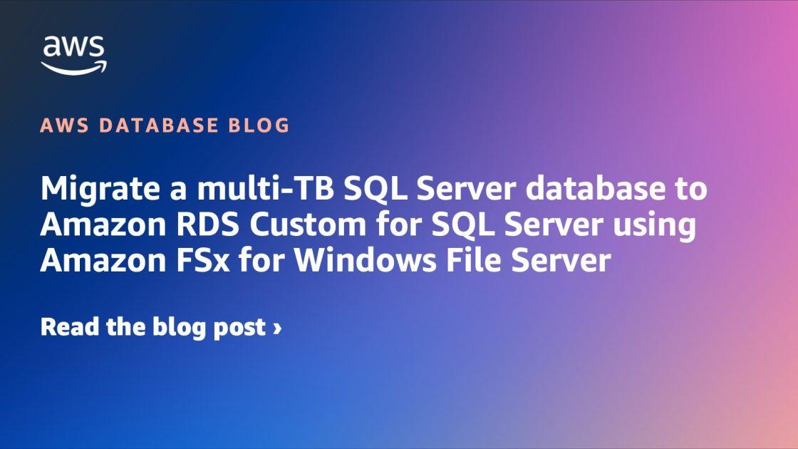 Jose Amado-Blanco on LinkedIn: Migrate a multi-TB SQL Server database ... Jose Amado-Blanco on LinkedIn: Migrate a multi-TB SQL Server database ...