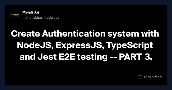 Mehdi Jai on LinkedIn: NodeJS Authentication System: Part 3 Mehdi Jai on LinkedIn: NodeJS Authentication System: Part 3