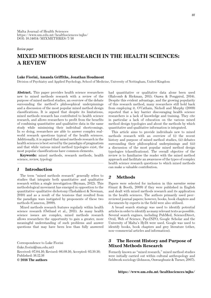Luke Fiorini on LinkedIn: (PDF) Mixed methods research in the health ... Luke Fiorini on LinkedIn: (PDF) Mixed methods research in the health ...