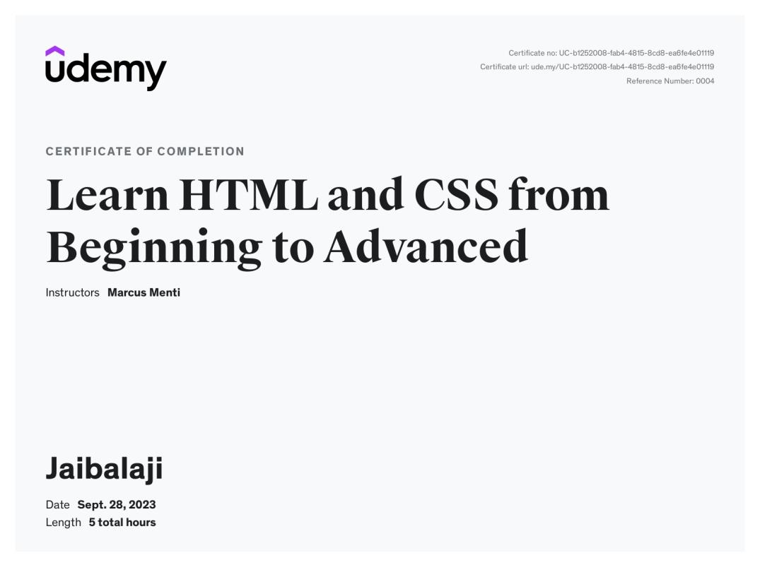 JAI BALAJI on LinkedIn: Udemy Course Completion Certificate JAI BALAJI on LinkedIn: Udemy Course Completion Certificate